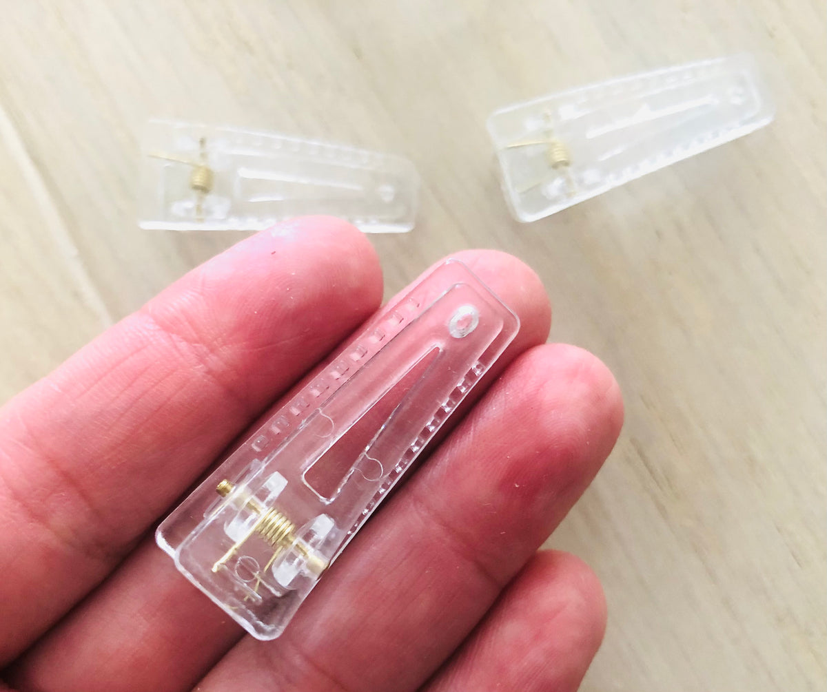 4cm (app. 1.5inch) Clear Transparent FLAT Back Plastic Alligator Clips ...